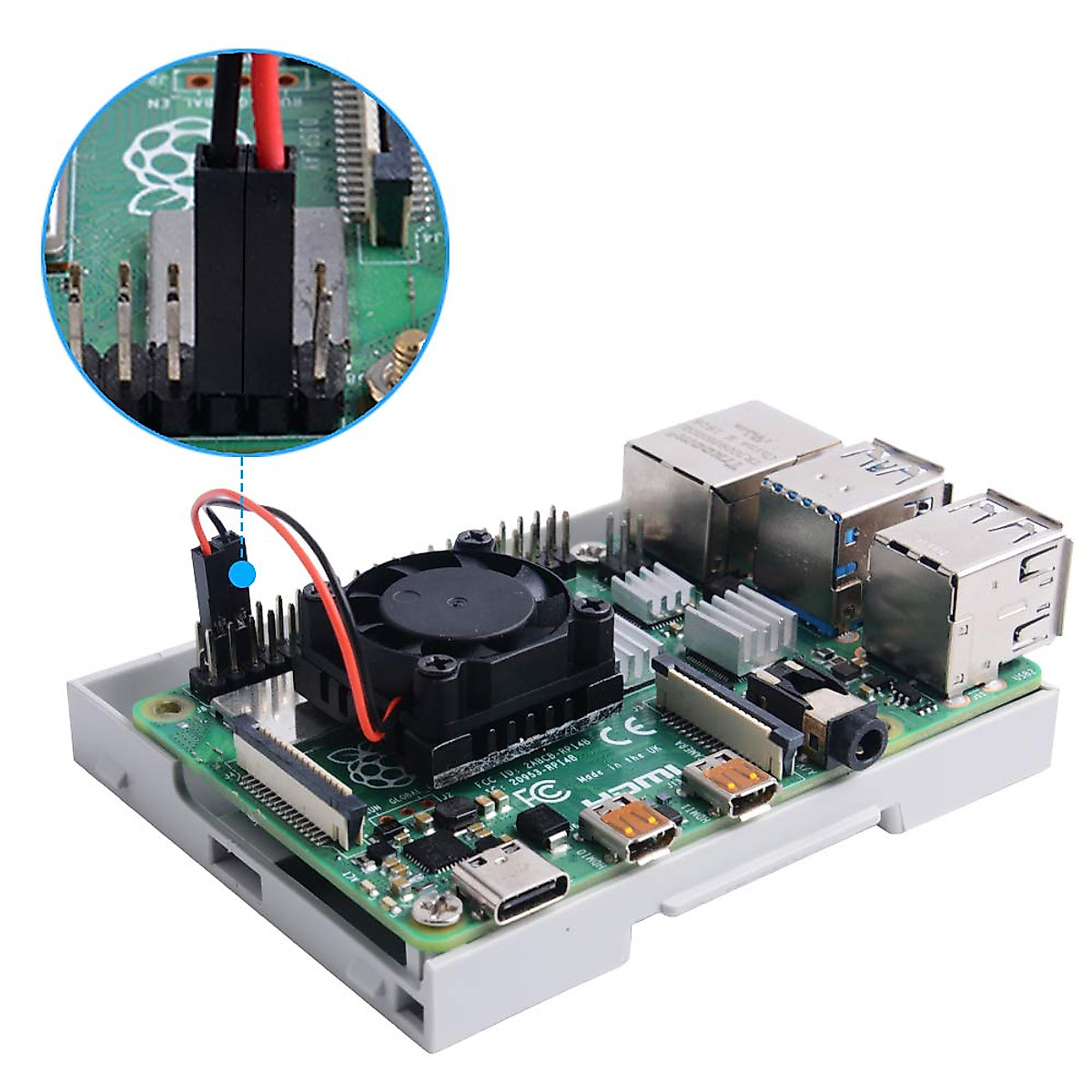 GeeekPi Case for Raspberry Pi 4, DIN Rail Case with Fan for Raspberry Pi 4, Modular Box for Electrical Panels, Pi 4 Heatsinks for Raspberry Pi 4 Model B