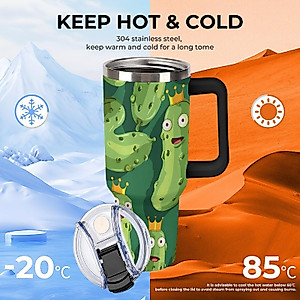Dill Pickles Insulated Tumbler with Handle Stainless Steel Travel Coffee Mug with Lid And Straw 40oz
