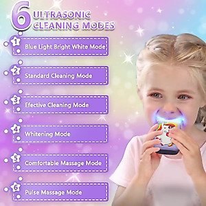 KRX Kids Toothbrush Electric, U Shaped Ultrasonic Automatic Toothbrush with 2 Brush Heads, Six Cleaning Modes, Cartoon Modeling Design for Kids, Special for Birthday Gift (Purple, Kids 2-7)