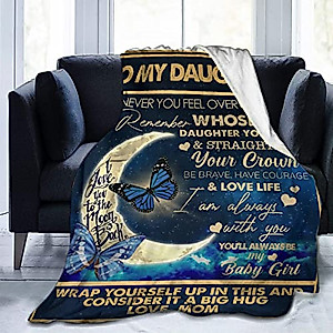 WOLMAZEN to My Daughter Blanket from Mom, Butterfly Blanket to My Daughter Blanket Gifts forBirthday Anniversary Christmas Wedding Graduation Gifts