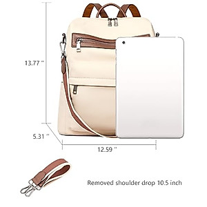 BROMEN Backpack for Women Convertible Purse Bookbag Purses Fashion Leather Travel Bags Beige Brown
