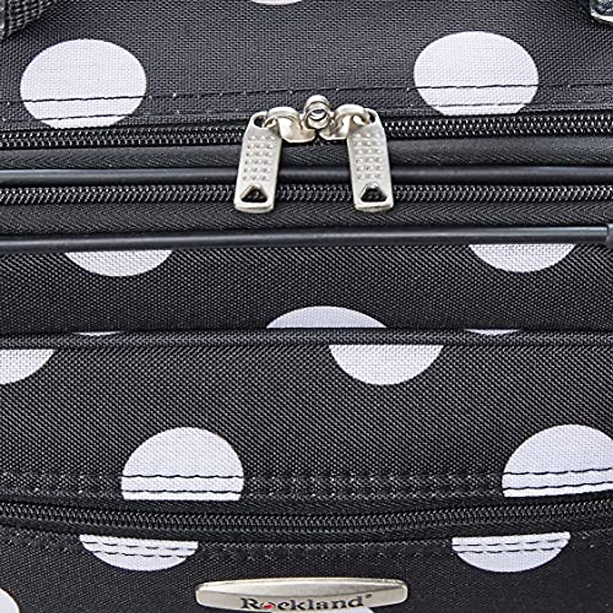 Rockland Fashion Softside Upright Luggage Set,Expandable, Telescopic Handle, Wheel, Black Dot, 2-Piece (14/19)