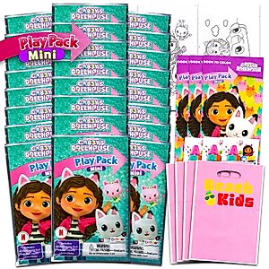 Gabby's Dollhouse Mini Party Favors Set for Kids - Bundle with 24 Mini Gabby's Dollhouse Grab n Go Play Packs with Coloring Pages, Stickers and More (Gabby's Dollhouse Birthday Party Supplies)