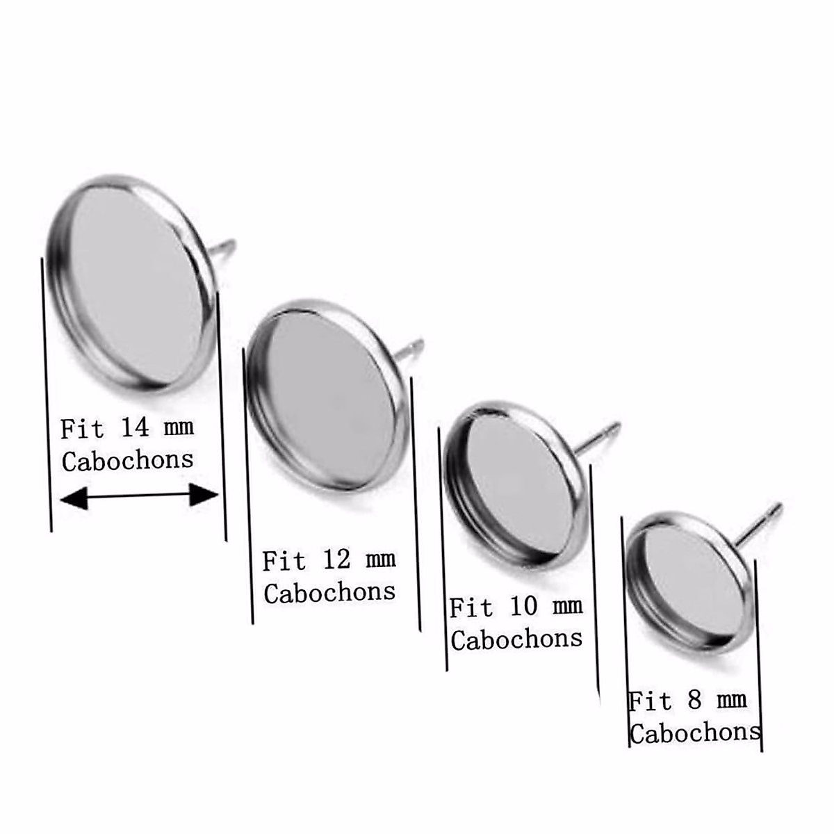 Anneome 80pcs Ear Stud Bezel Post Back Earrings Blank Safety Pin Earrings Stud Earring Posts Earring Bezel Setting Stud Earring Backs Flat Earring Post DIY Earring Base Not Baffle