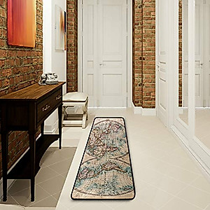 Bolaz Doormat Area Rug Mat A Genuine Old Stained World Map Runner Carpet for Bedroom Front Door Kitchen Indoors Home Decoration 72 x 24inch