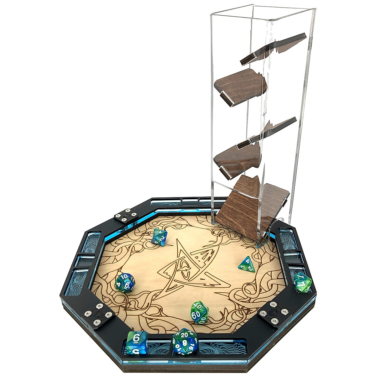 C4Labs Dice Tray-10 Octagon-Wood with Laser Etched Eldritch Cthulhu Lovecraft