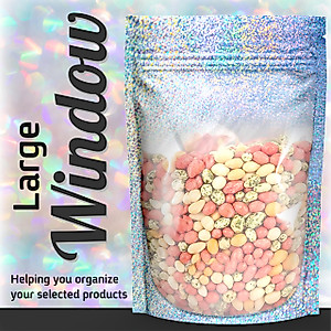 Resealable Black STANDUP Mylar Hologram Metallic Amazing Bags 5 * 8 inches. 100 Pk – Airtight, Waterproof, Zip Lock seal-Opaque Foil Pouch. Food Grade Bags Long shelf-life Storage (Large Black-Metal)