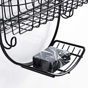 mDesign Steel Metal Curved Bathroom/Shower Caddy, Hanging Storage Organizer for Shampoo and Conditioner Bottles - 2-Tier Rack with Baskets - Holder for Soap, Body Wash, Concerto Collection, Black