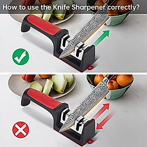OWOXER Knife Sharpener, 4 In 1 Blade Sharpener, kitchen knife sharpeners, Pocket Knife Sharpener, Suitable for Pocket Knife, Outdoor Knife Kitchen Knife and Scissors