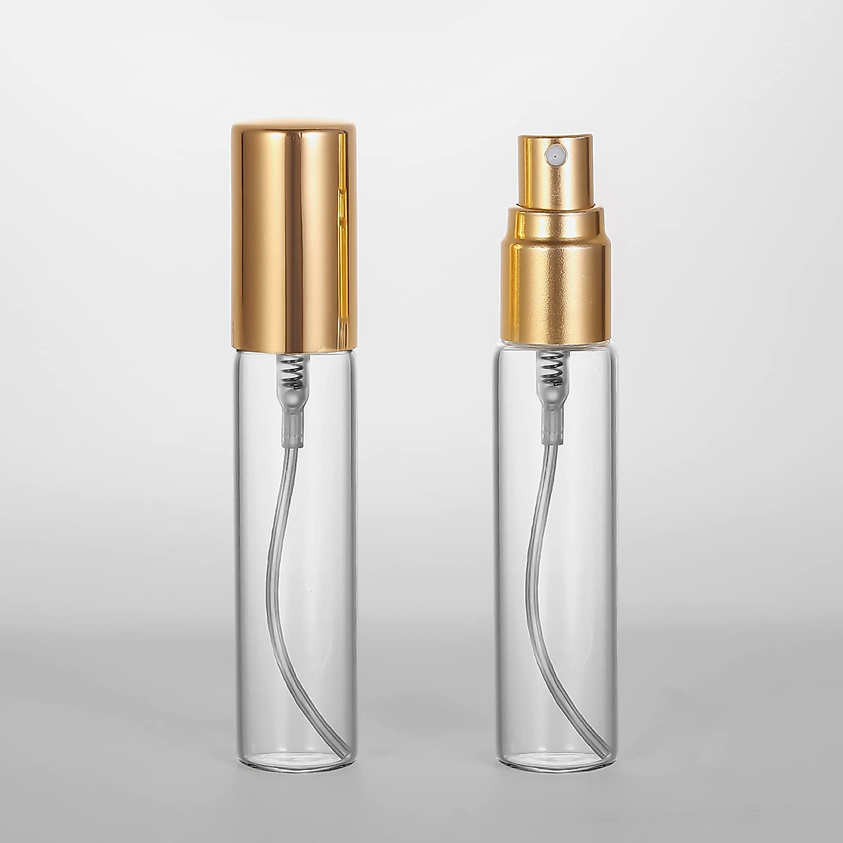 ZbFwmx 20 Pack Set 10ML Protable Refill Bulk Atomizer Spray Travel Perfume Bottle Hydrating Empty Bottle (Gold Caps)