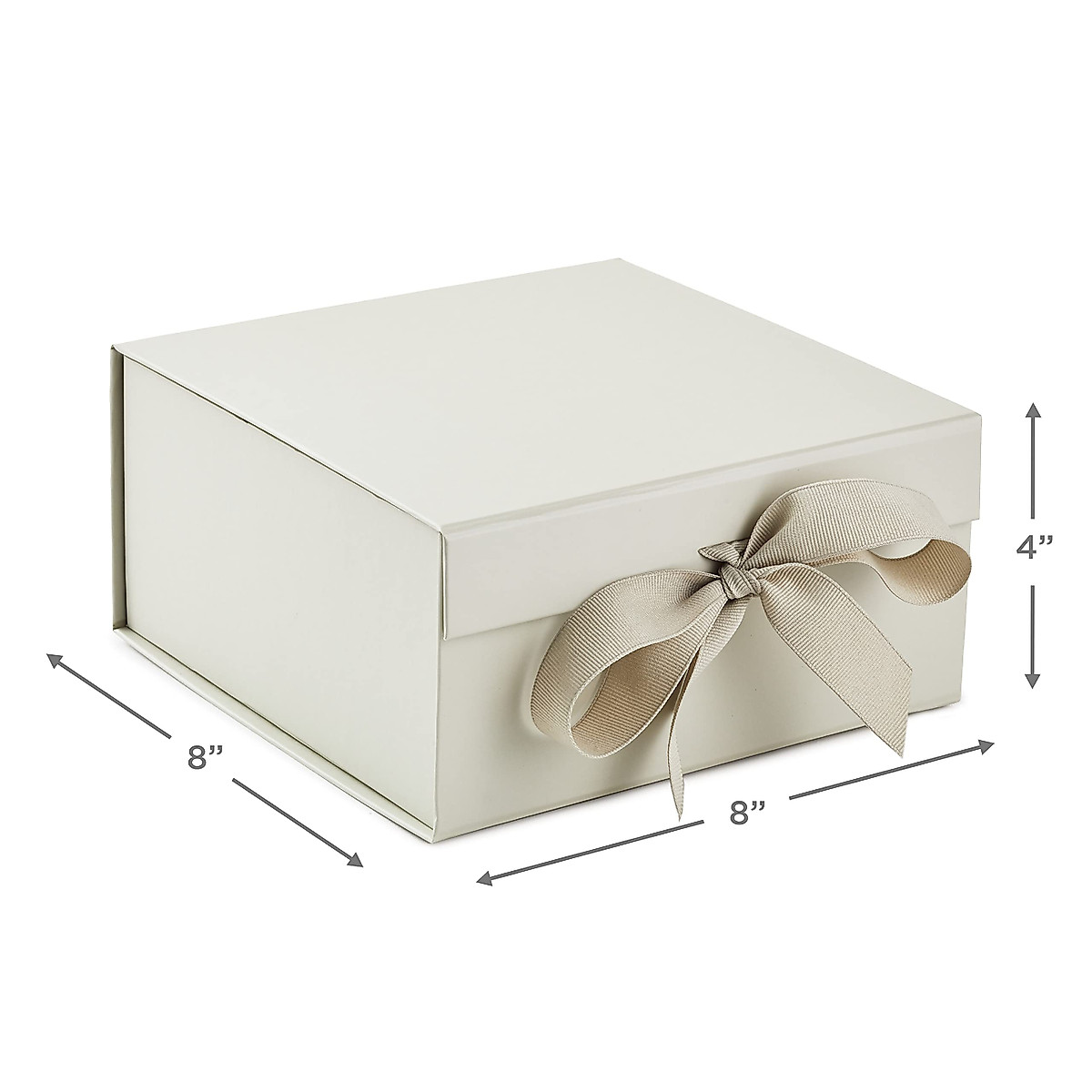 Hallmark Medium Gift Boxes with Bow and Shredded Paper Fill, Pack of 2 (Antique White 8 inch Box) for Weddings, Bridal Showers, Graduations, Birthdays, Bridesmaids Gifts, All Occasion