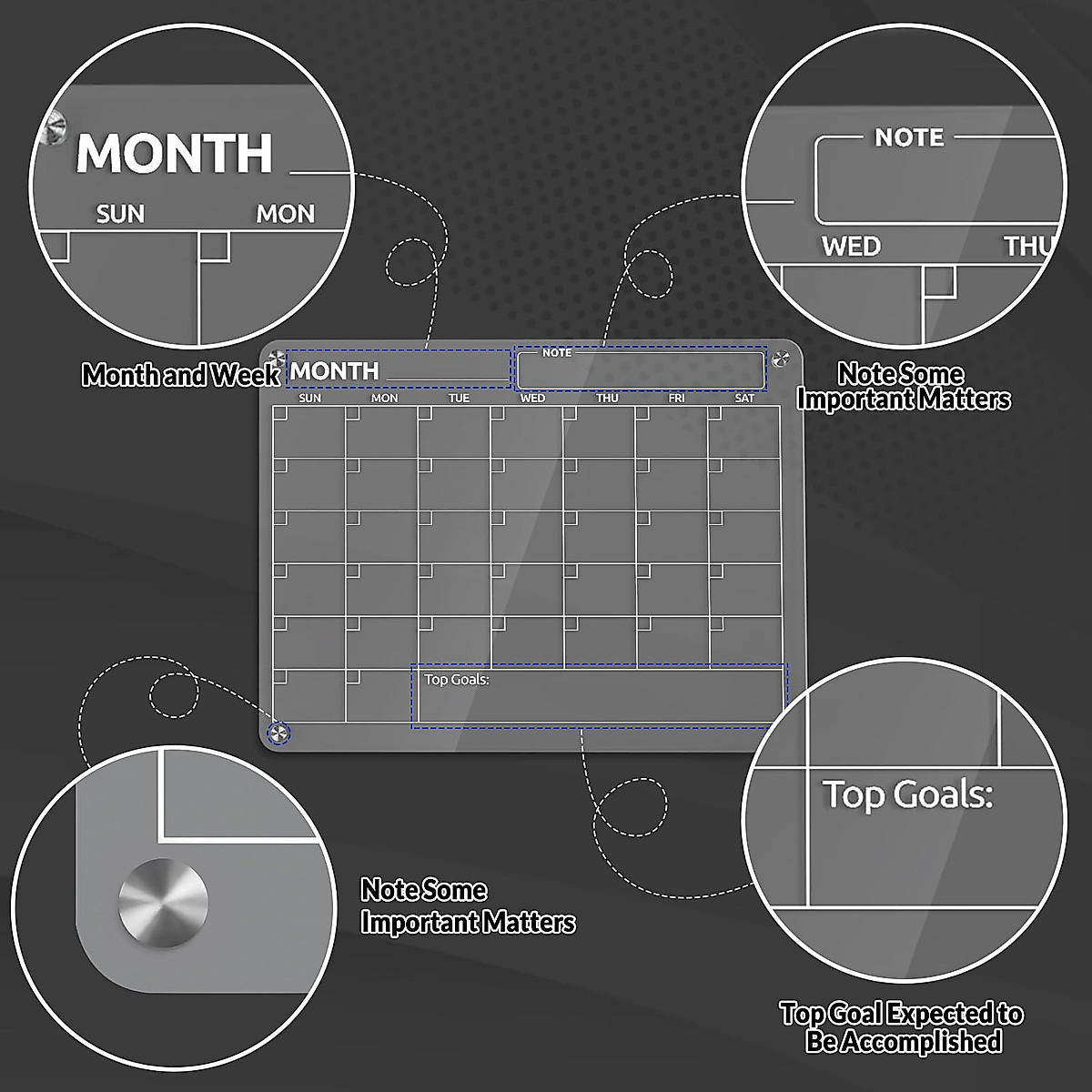 Zuozee Desk Calendar 2023-2024 and Acrylic Magnetic Dry Erase Board Bundle Sales
