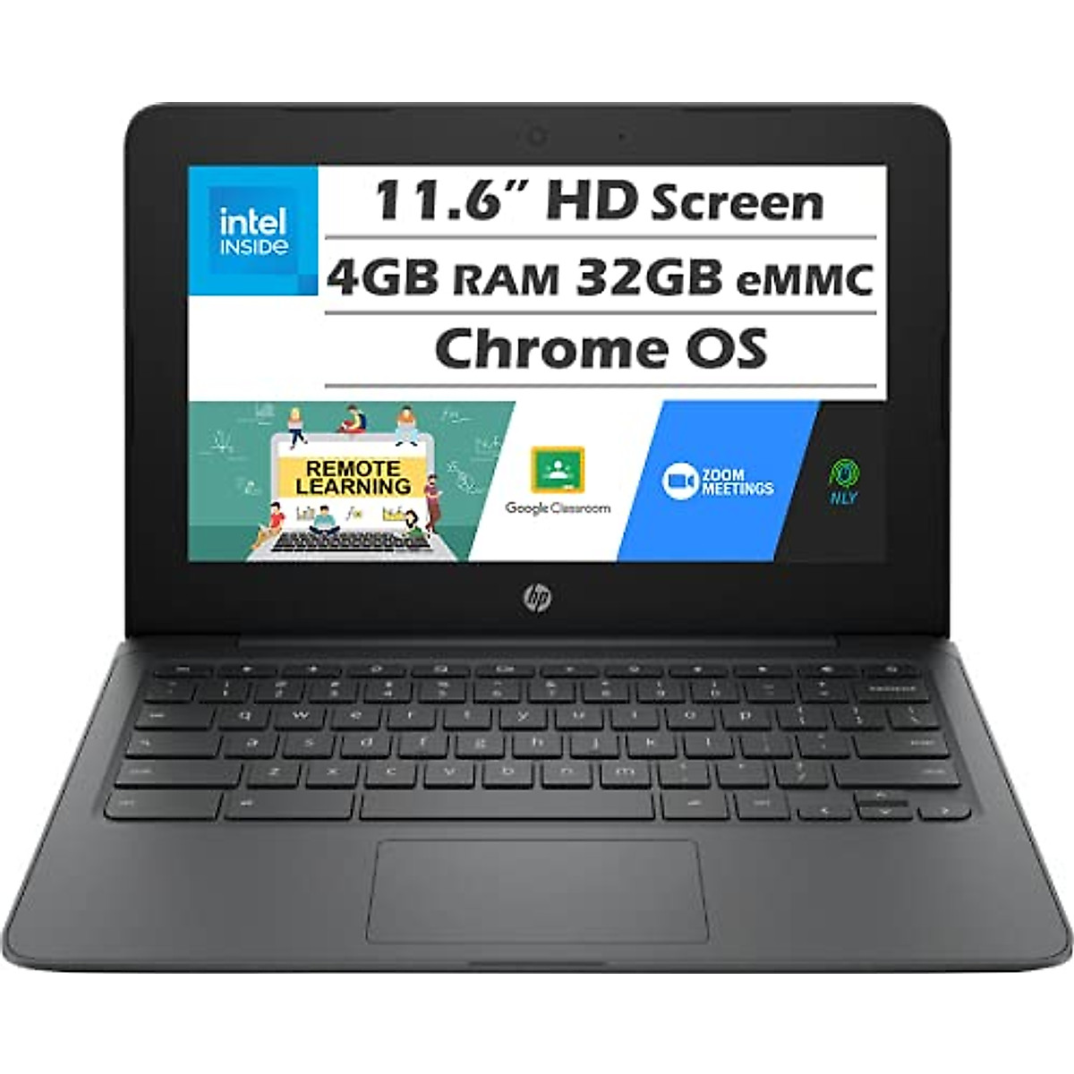 HP Chromebook 11.6 Inch Laptop, Intel Celeron N3350 up to 2.4 GHz, 4GB Memory, 32GB eMMC, WiFi, Bluetooth, Webcam, Chrome OS, Nly MP