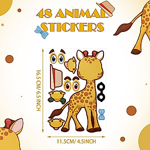 48 Sheet Make A Safari Animal Sticker Make Your Own Safari Animal Zoo Safari Themed Fun Stickers Safari Party Favors for Animal Party Favors, Rewards, Art Craft with 8 Designs