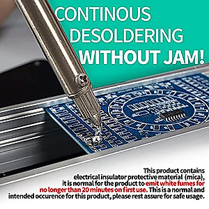 YIHUA 929D-V Electric Desoldering Soldering Iron Solder Sucker Desoldering Pump with Shorter Charging Handle and Desoldering Nozzles 1.0mm 1.2mm for Through-Hole Desoldering