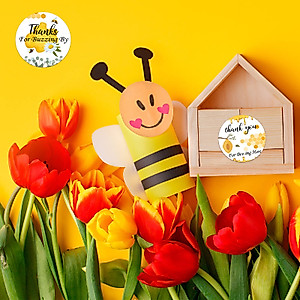 500 Pieces 1.5 Inch Bee Thank You Labels Baby Shower Bumble Stickers for Jars Bottle Gift Box Birthday Baby Shower Party Favor Label Stickers 8 Design