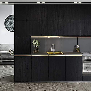 Black Wallpaper - Wood Peel and Stick Wallpaper – Black Wood Self-Adhesive & Removable Wallpaper for Countertop Furniture Kitchen Wall, Realistic Wood Sensation, Easy to Clean, 17.7” × 118” Vinyl