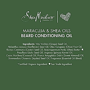 SheaMoisture Beard Conditioning Oil for Men, Beard Oil with Coconut Oil, Olive Oil, Maracuja Oil & Shea Butter to Moisturize & Soften, Beard Conditioner & Detangler, Pack of 2-3.2 Fl Oz Ea