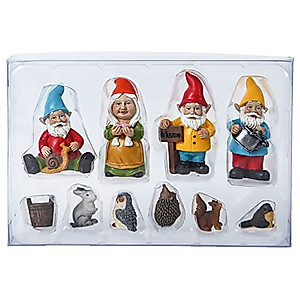 10 Pcs Outdoor Garden Mini Gnomes Statue, Fairy Garden Accessories Micro Miniature Gnomes Figurines, Resin Micro Gnomes, And Hedgehog Owl Bird Squirrel Rabbit Bucket flowerpot Decor Accessories