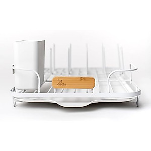 Full Circle Dish Jockey Dish Drying Rack – Space Saving Drying Rack for Kitchen Counter – Stainless Steel and Recycled Plastic Drainer with Holders for Plates, Cutlery, Pots and Pans