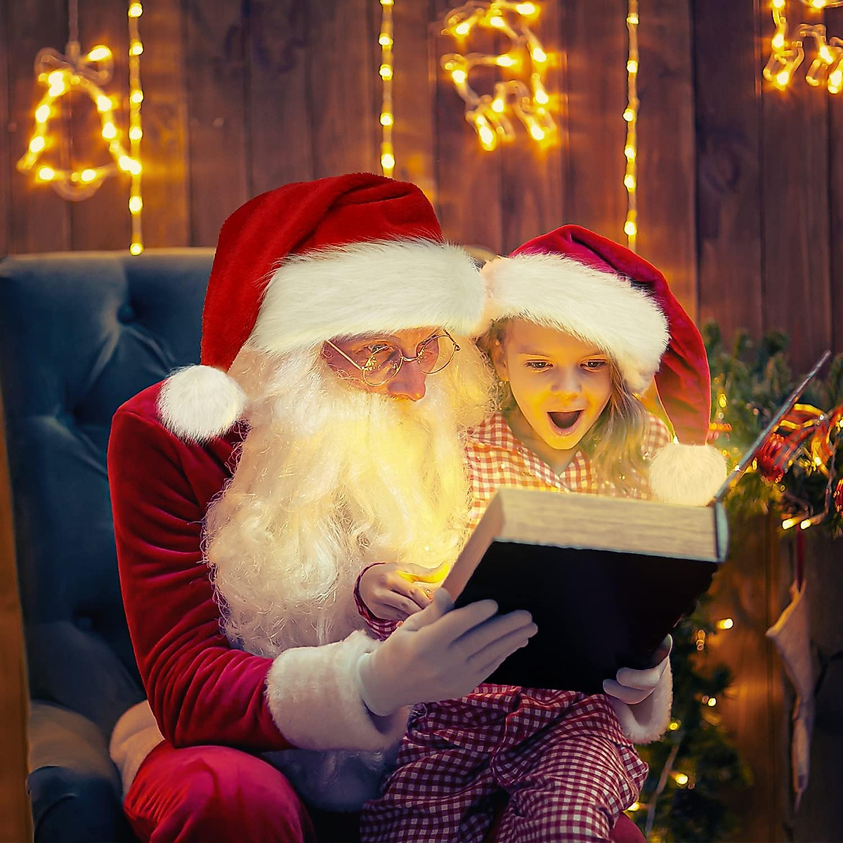 OGAJO Christmas Hat for Adults Santa Hats Unisex Red Velvet Extra Thicken Holiday Headwear Xmas Hat for Festive New Year Party (1pcs)