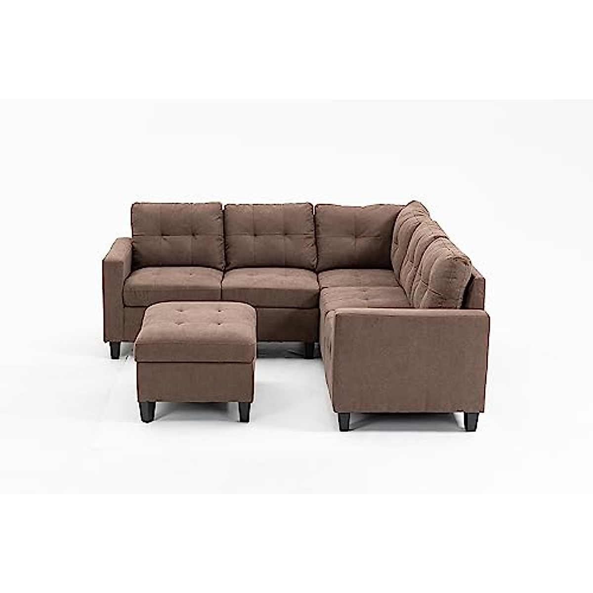 UBGO Sectional, Living Room Furniture Set,L-Shaped Modular Sofas with Left & Right Arm, Corner Chair, Ottomans Table,Extra Wide Chaise Lounge Couch for Home, Apartment (Brown)