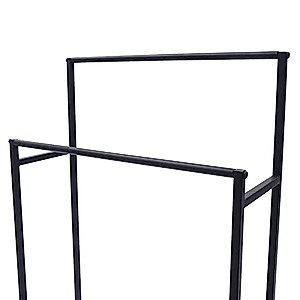 2 Tier Bathroom Towel Rack, Modern Metal Freestanding Towel Rack Holder,Towel Organizer Stand Drying Rack for Bathroom,Black,Load 22lbs