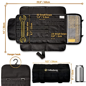 Odinsberg Motorcycle Tool Roll Bag Tools NOT Included - Small Tool Bag Wrench Roll Up Tool Bag Organizer Pouch Wrap Motorcycle Tool Kit Box For Harley Enduro Dirt Bike UTV Motorcycle Accessories Gear