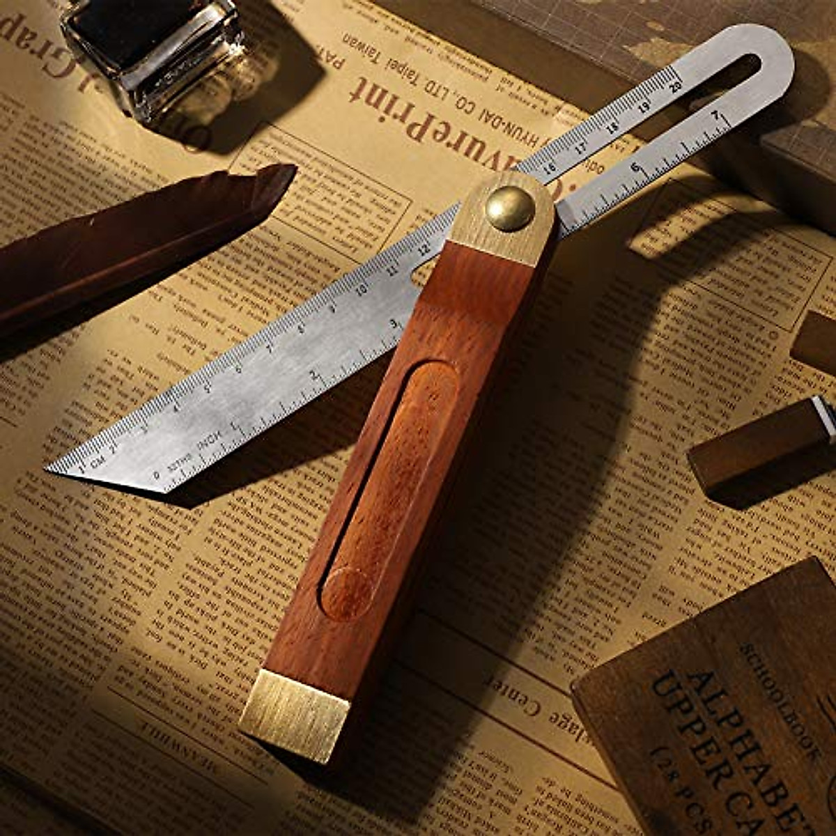 DOITOOL 1PCS 9 Inch Sliding T-Bevel Gauge Woodworking T Bevel Angle Finder with Hardwood Handle and Metric Marks