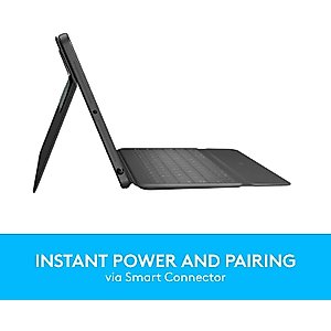 Logitech Rugged Folio - iPad (7th, 8th & 9th Generation) Protective Keyboard Case with Smart Connector, Kickstand, Durable Spill-Proof Keyboard Black 7.4 x 0.9 x 10.2(Renewed)