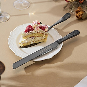 AW Bridal Black Wedding Cake Knife And Server Set, Vintage Cake Cutting Set for Wedding, Personalized Cake Cutter Wedding Gift Bridal Shower Gift Anniversary Engagement Gift For Couple