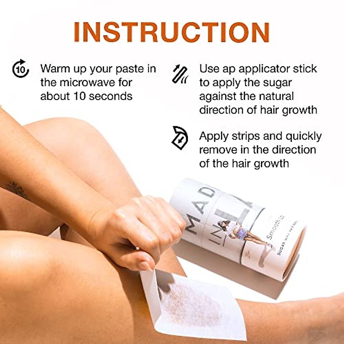 Smooth Lab, Sugar Wax Hair Removal Kit - Sugar Waxing Kit for Sensitive Skin - 100% Organic All Natural Ingredients - Perfect for Bikini, Arm, Leg, Chest, Facial and Body Hair Removal - Lover