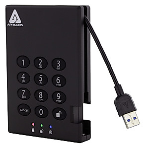 Apricorn 2TB Aegis Padlock USB 3.0 SSD 256-Bit Encrypted Portable Drive (A25-3PL256-S2000)