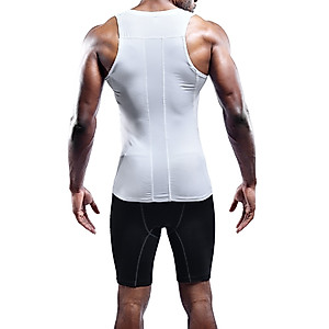 NELEUS Men's 3 Pack Mesh Compression Tank Top Athletic Base Layer,802,White,M,EUR L