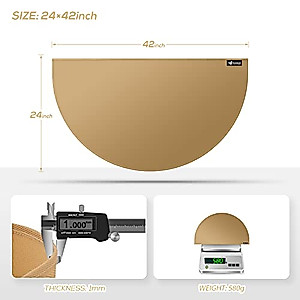 FLASLD Fireproof Fireplace Mat 24×42Inch Half Round Hearth Rug Protects Floors from Sparks Embers, Brown