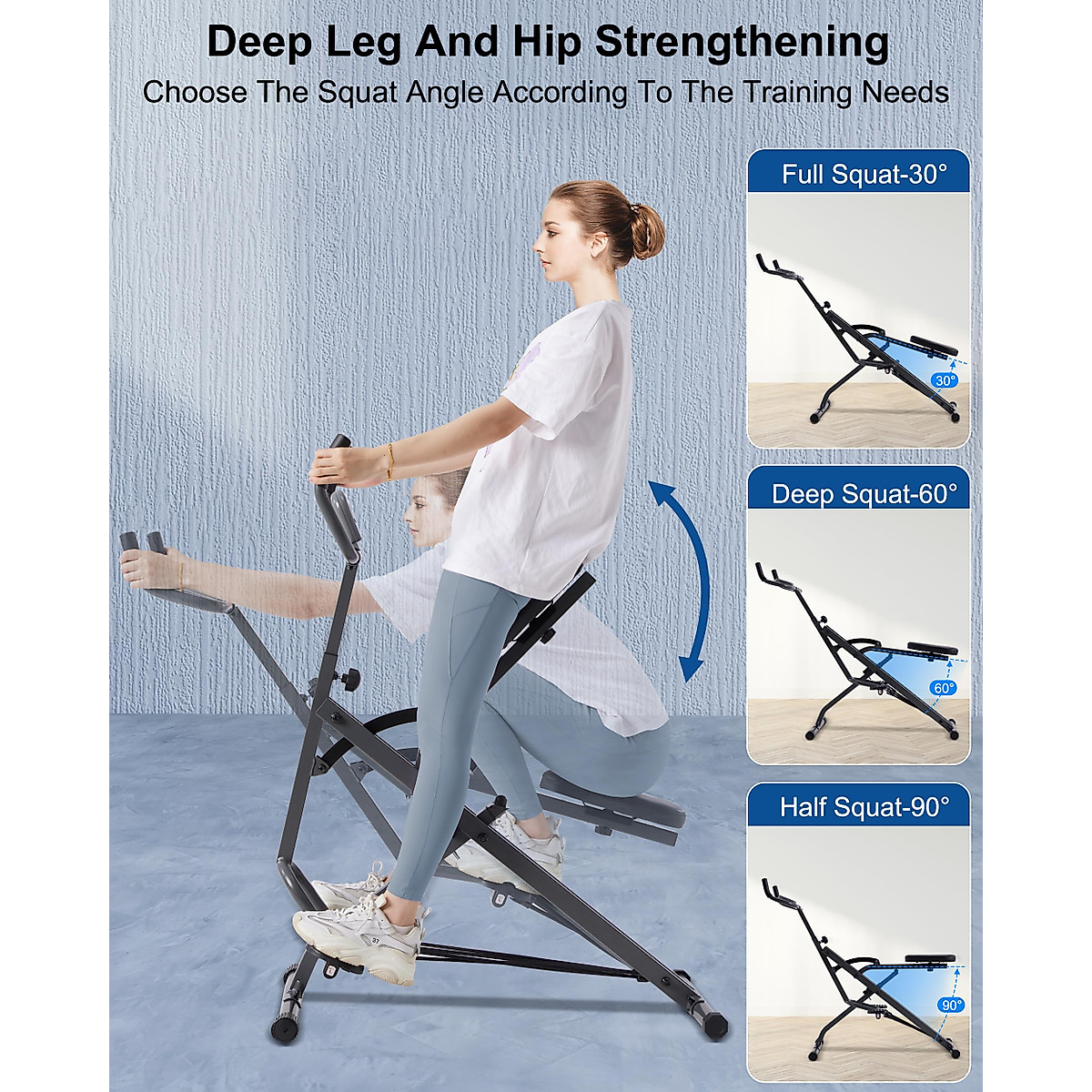 Squat Machine, BORGUSI R303 2 in 1 Squat Rowing Machine, Easy Assembly & Foldable Exercise Equipment, Glute Trainer Machine, Butt & Leg Home Workout Machine