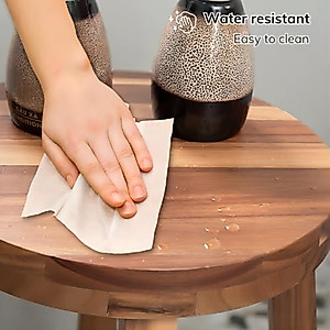 Acacia Wood Stool Round Small End Table, for Living Room Sofa Stool, Bedroom Makeup Stool, Bathroom Stool Wood 17.7" D x 11.4" W x 17.5" H, Natural Color