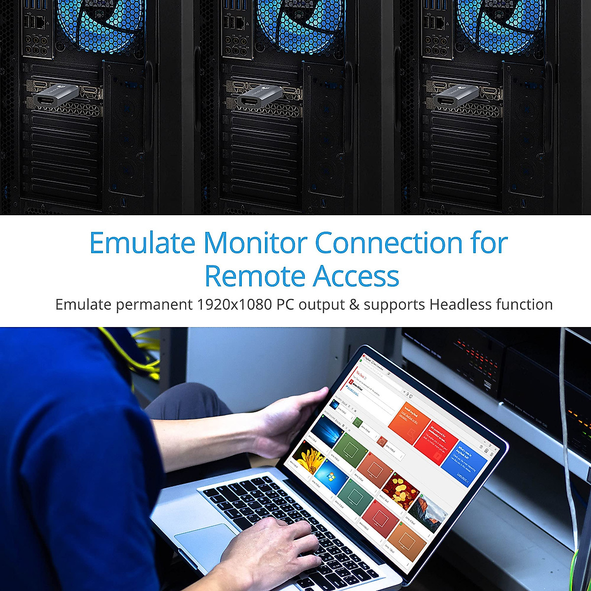 gofanco Prophecy HDMI EDID Emulator – 1920x1080 @60Hz Default Resolution - HDMI Dummy Plug Headless Ghost Display Emulator - HDMI 1.4, YCbCr, RGB, HDMI Bus-Powered, TAA Compliant (PRO-EDID1080)