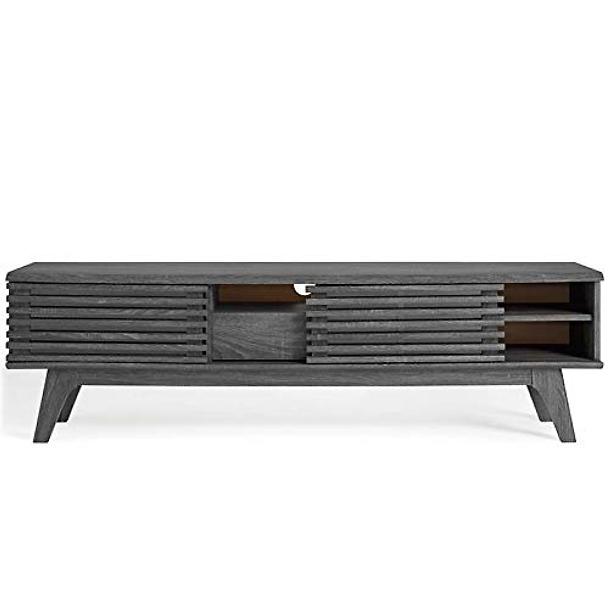 Levan Home Mid-Century Modern Low Profile 59 Inch TV Stand in Charcoal