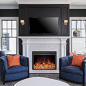 Kentsky Electric Fireplace, 33" Electric Fireplace Inserts, Recessed Fireplace Heater with Remote Control, Adjustable Flame Colors, Timer&Overheating Protection, 750/1500W