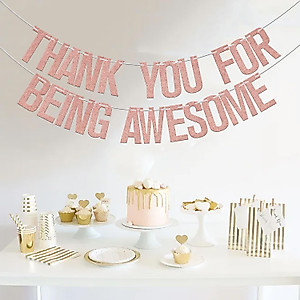 Thank You for Being Awesome Banner, 2024 Graduation Decorations, We Appreciate You, Friendship/Thank You Teacher/Birthday Retirement Farewell Going Away Party Supplies Rose Gold Glitter