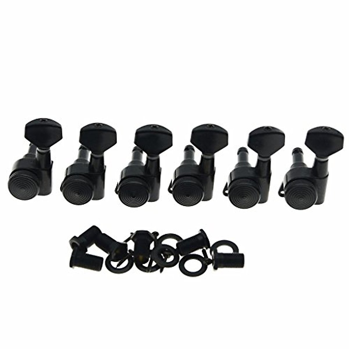 Dopro Black Locking Guitar Tuners Left Handed 6 Inline Tuning Keys Machine Heads Korea Made