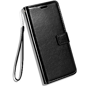 Shantime for Crosscall Core-Z5 Case, Premium PU Leather Magnetic Flip Case Cover with Card Holder and Kickstand for Crosscall Core-Z5 (6.08”) Black