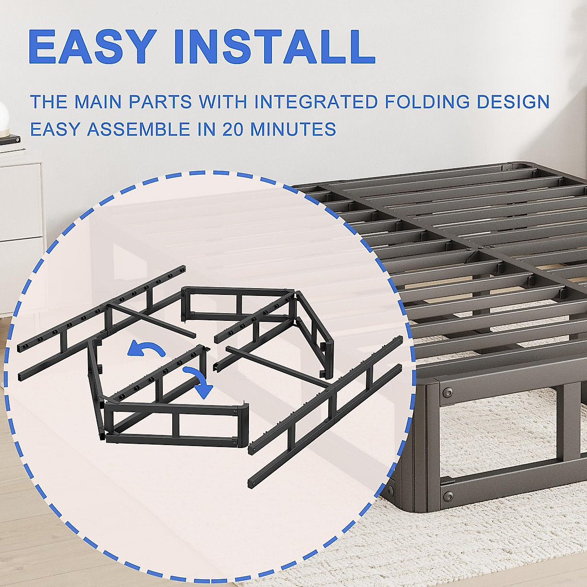 Hanidre 7 Inch High Metal California King Bed Frames, Heavy Duty Cal King Bed Frame No Box Spring Needed, Easy Assembly, Noise Free, Sturdy, Low Profile