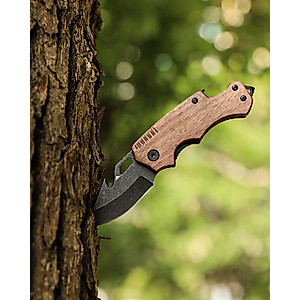 FLISSA Mini Folding Pocket Knife, 2.5-Inch Stainless Steel Drop Point Blade, EDC Pocket, Knives for Men with Bottle Opener and Glass Breaker (Brown), Good Merry Christmas Gift