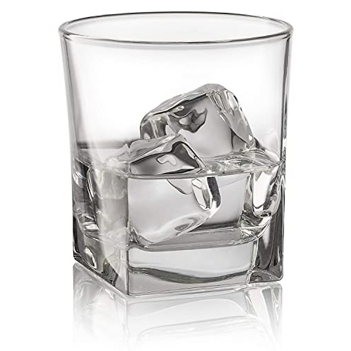 Double Old Fashioned Whiskey Glass (Set of 4) with Granite Chilling Stones - 10 oz Heavy Base Rocks Barware Glasses for Scotch, Bourbon and Cocktail Drinks