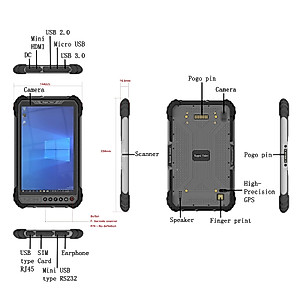 Sincoole 8-inch Windows Rugged Tablet,RAM/ROM 4GB+64GB,Black