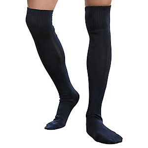 Socks Knee High Basketball Socks Men Long Soccer Hockey Baseball Athletic Hose (New Black)