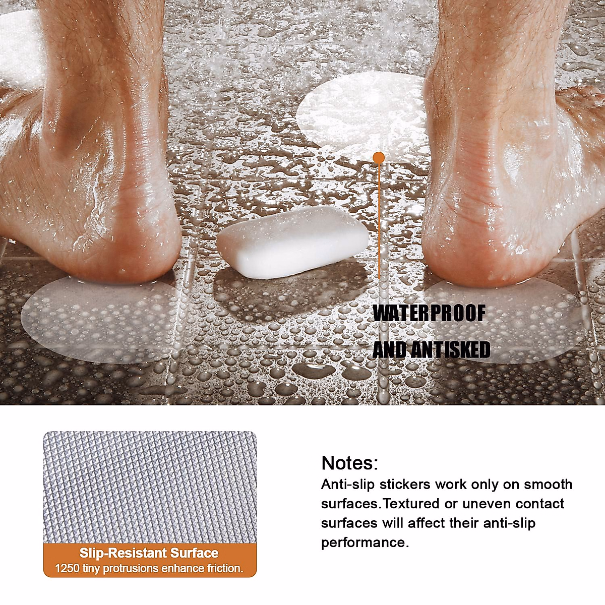 Secopad Non-Slip Bathtub Stickers, 24 PCS Safety Bathroom Tubs Showers Treads Adhesive Decals Scraper