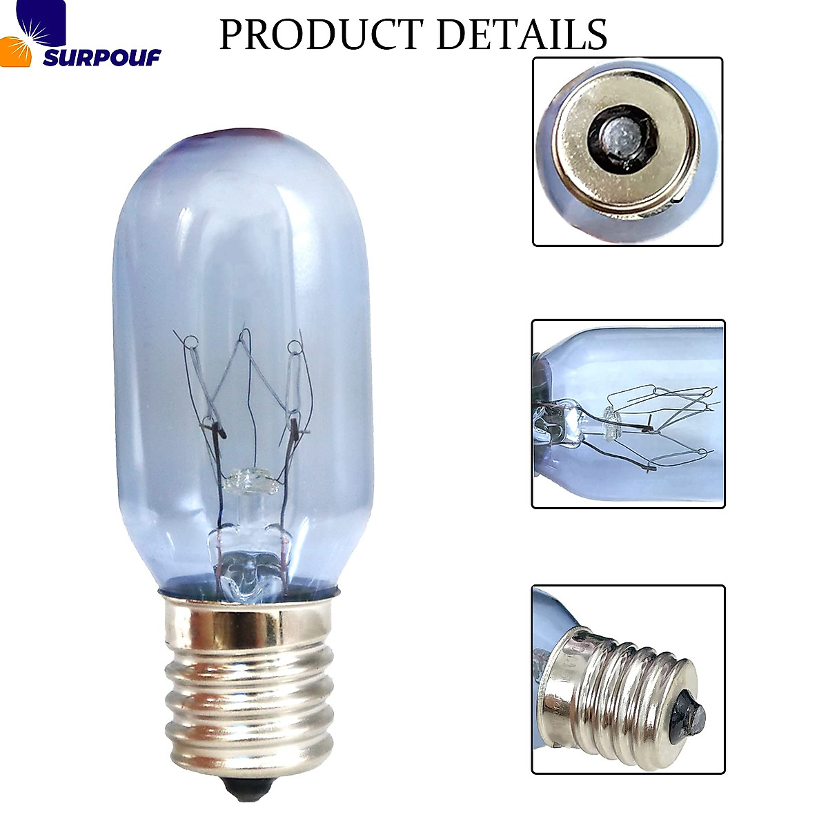 SURPOUF 241552802 Refrigerator Light Bulb LED 297048600 25W 2PACK Fits for Electrolux Frigidaire Kenmore Refrigerator AH976993 EA976993 PS976993 1056577 AP3770086